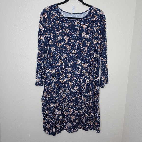 Time and Tru | Dresses | Time And Tru Blue Floral Swing Dress | Poshmark